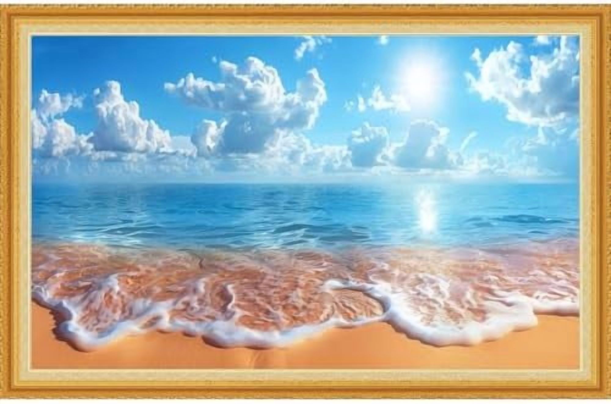 Fake Window Wall Sticker Coastal Beach Fake Frame Decal, Stick and Peel ...