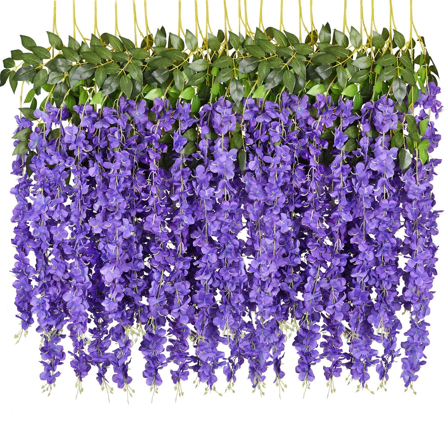 Fake Wisteria Vine Hanging Flowers: 6 Pieces 3.75 Ft Artificial Silk ...
