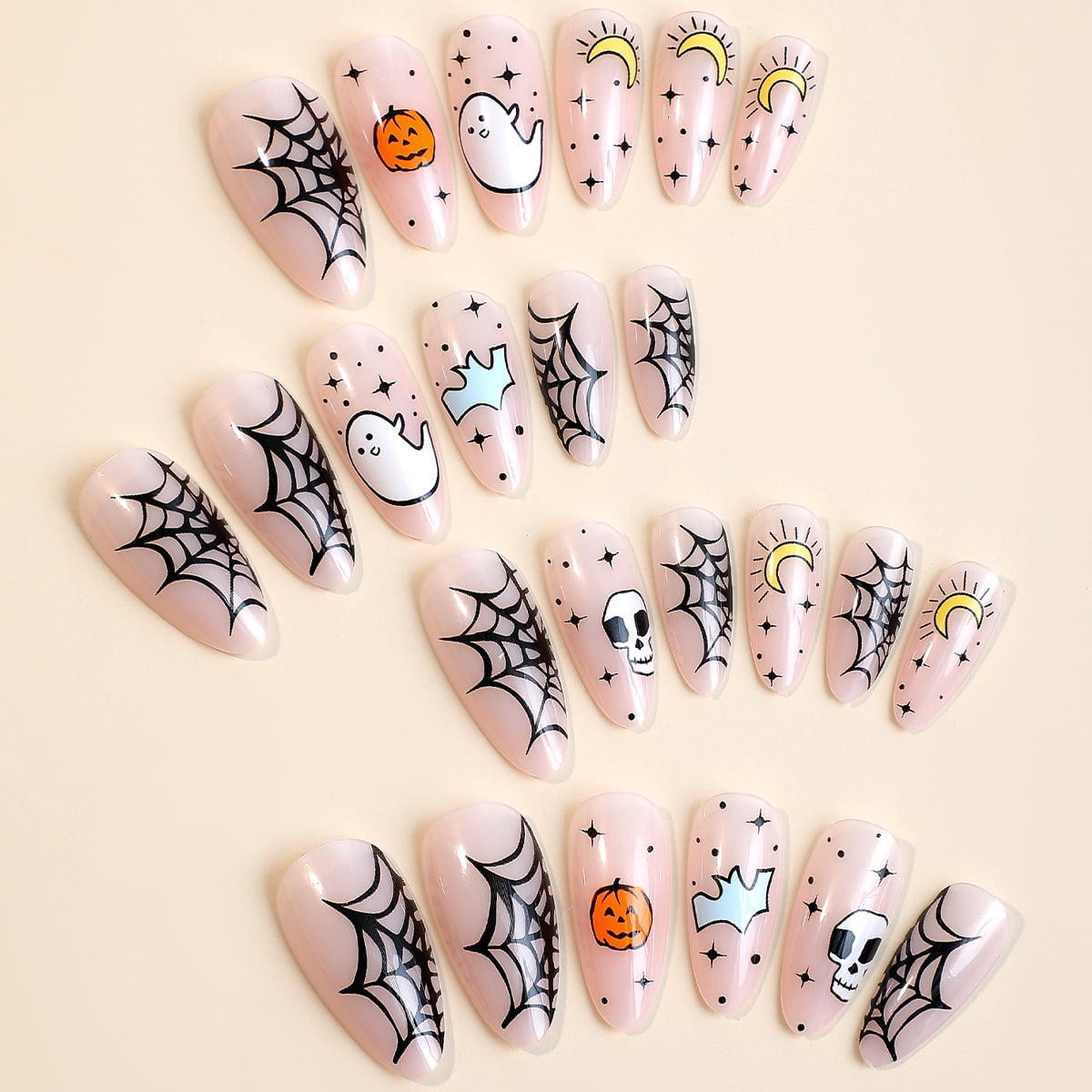 Fake nails pressed on nails Halloween fake nails removable finished ...