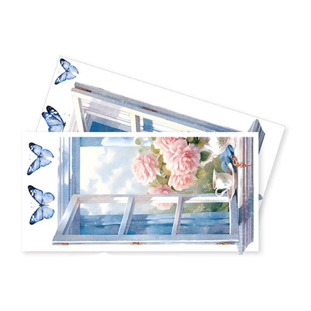 Fake window sills, door frames, floral butterfly decorative wall ...