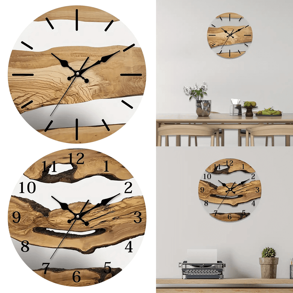 Fakrich 30CM Silent Wooden Brown Wall Clock, Farmhouse Style Vintage ...