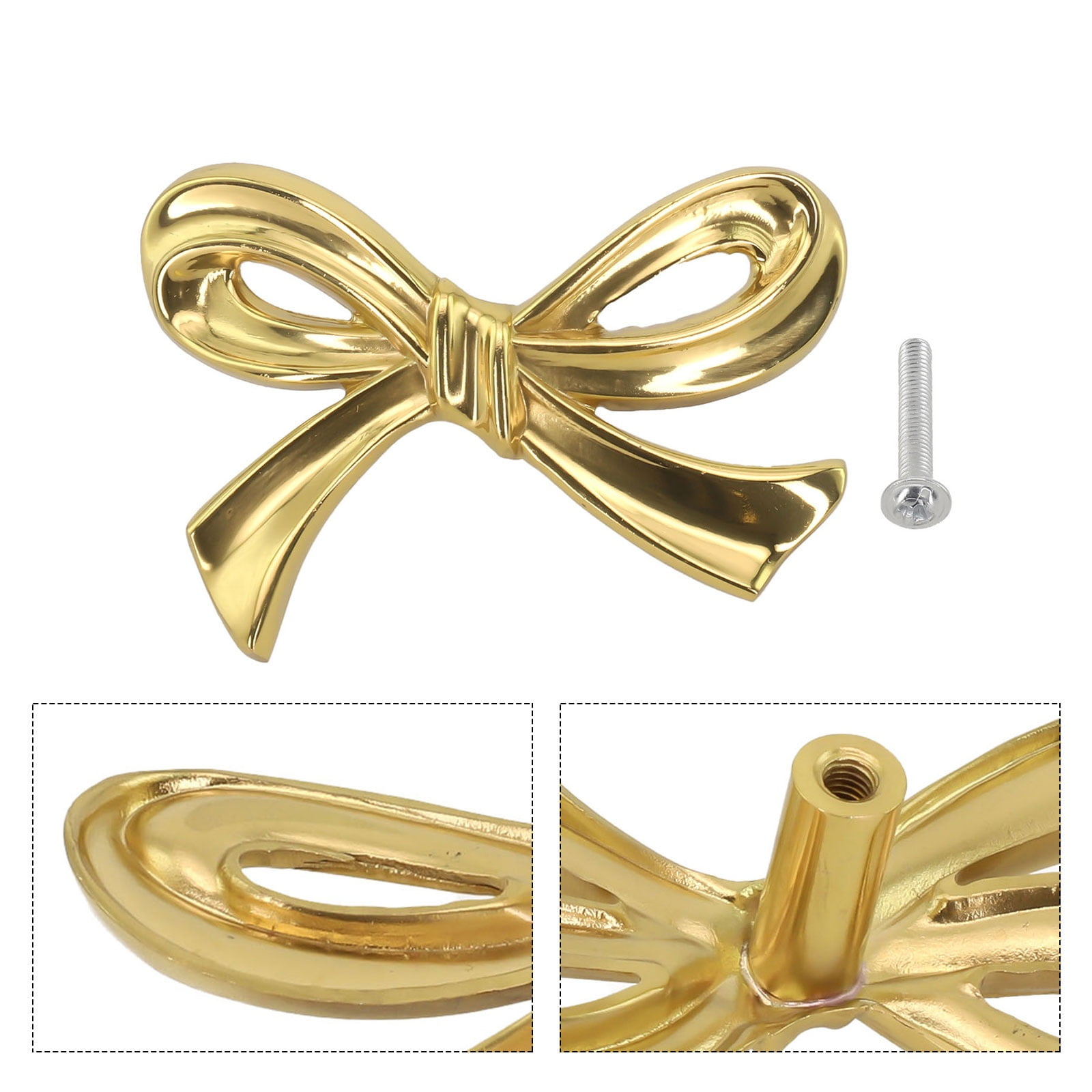 Fakrich Brass Bow Shape Cabinets Knobs with Screws, Bow Shaped Drawer ...