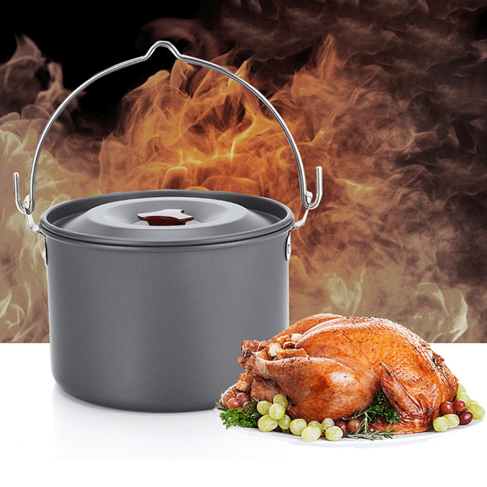 Fakrich Camping Soup Pot Cookware with Lid, Large Outdoor Portable ...