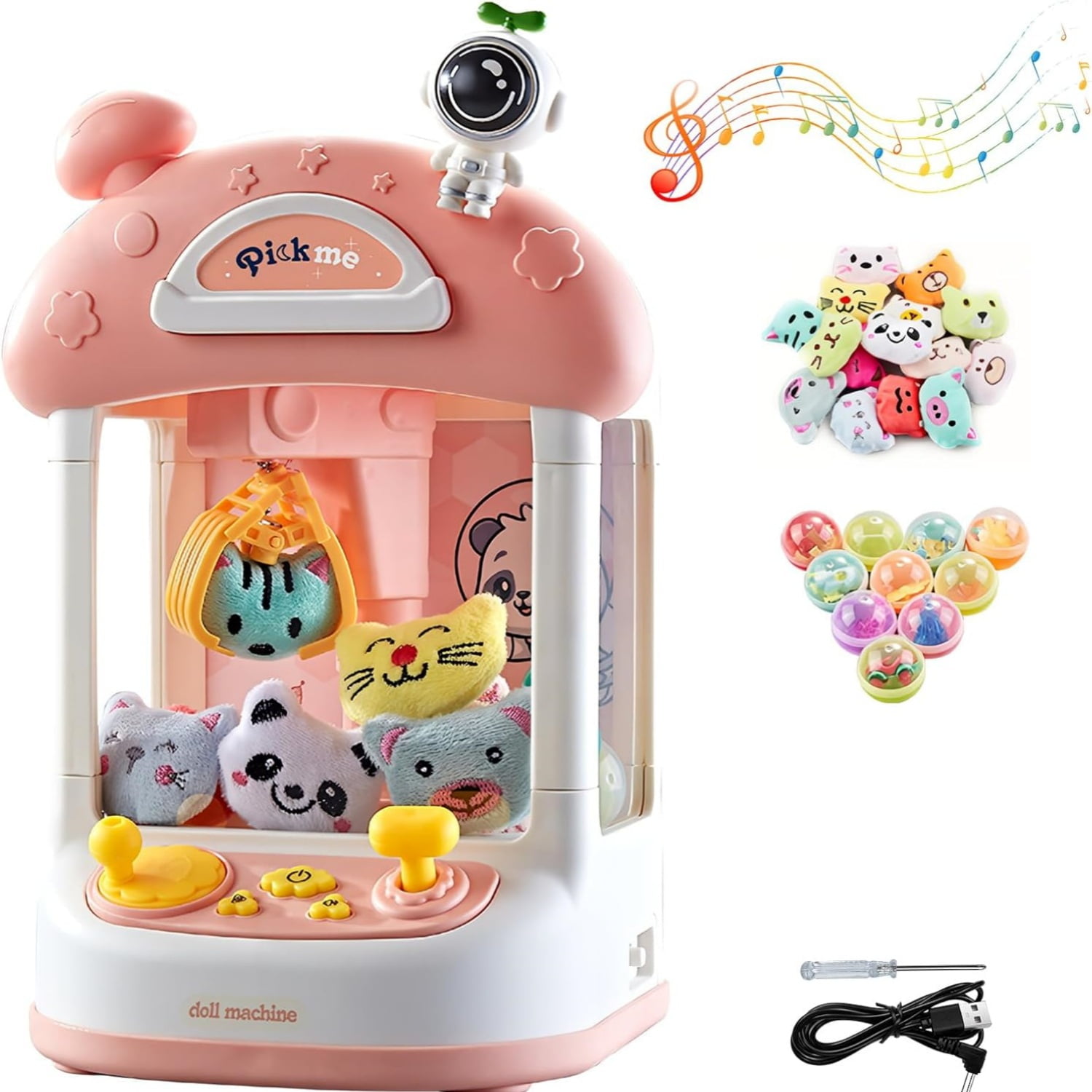 Fakrich Claw Machine for Kids,Pink Spaceman Electronic Arcade Game ...