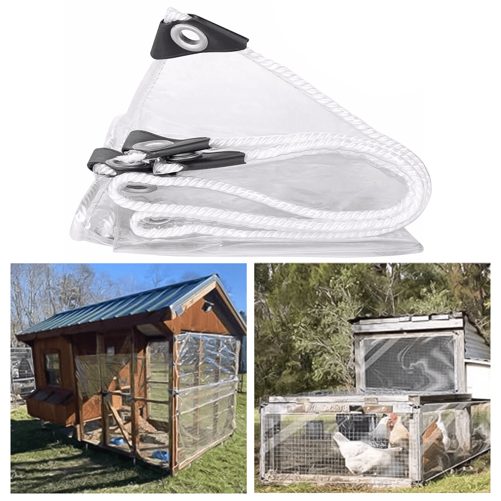 Fakrich Clear Vinyl Tarp,Clear PVC Tarp with Grommets, Duty Heavy Tear ...