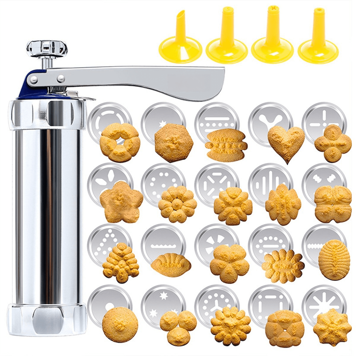 Fakrich Cookie Press for Baking with 4 Piping Tips and 20 Cookie Discs ...