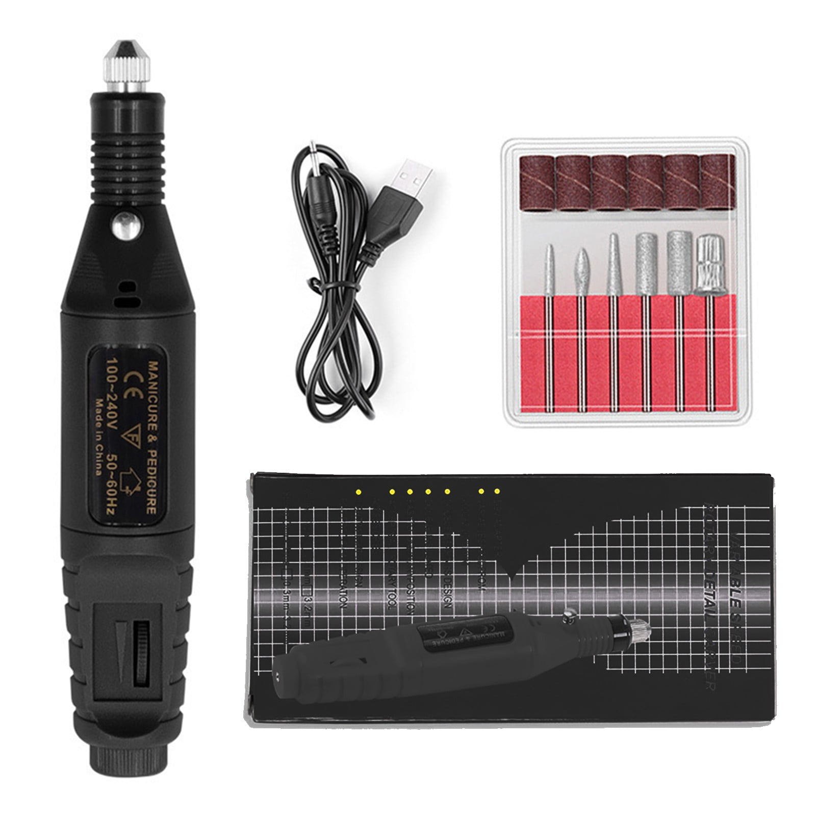 Fakrich Electric Nail File Drill, Portable 6 in 1 Kit Nail Drills for ...