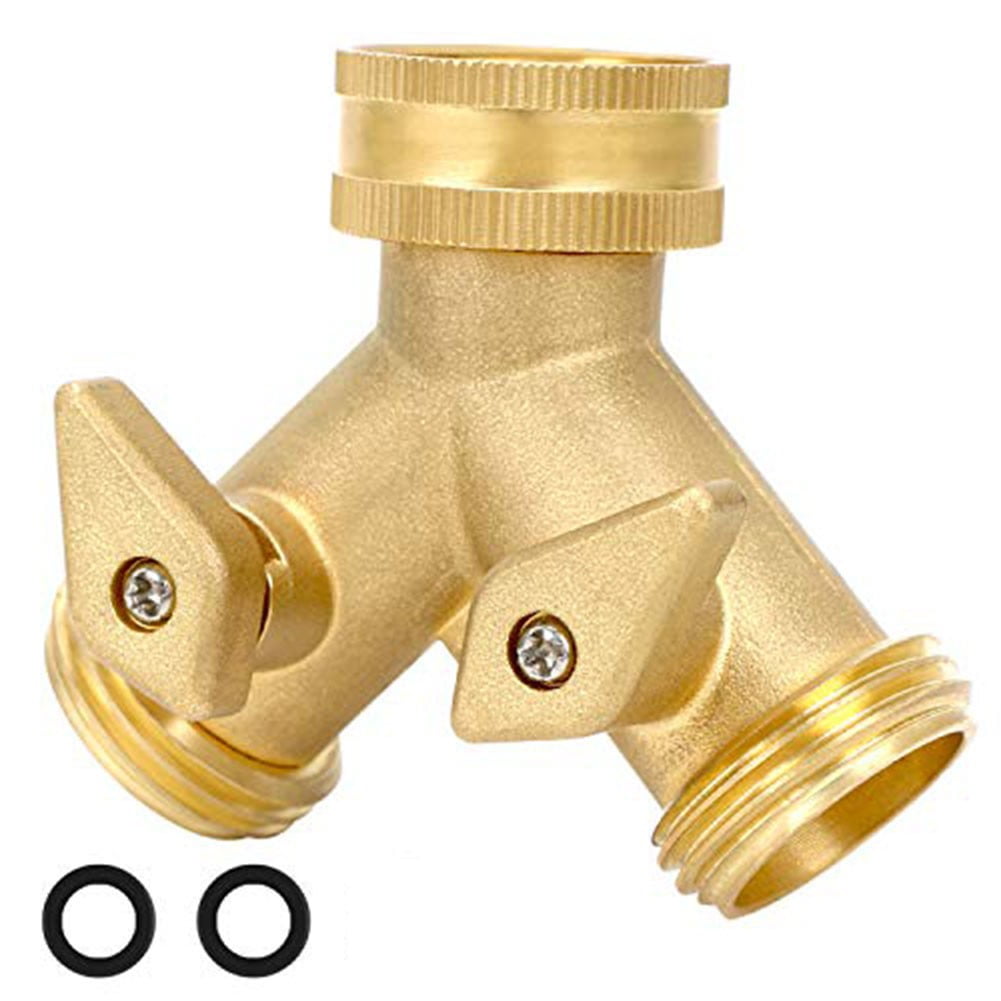 Fakrich Garden Hose Splitter 2 Way, Heavy Duty Solid Brass Hose Y ...