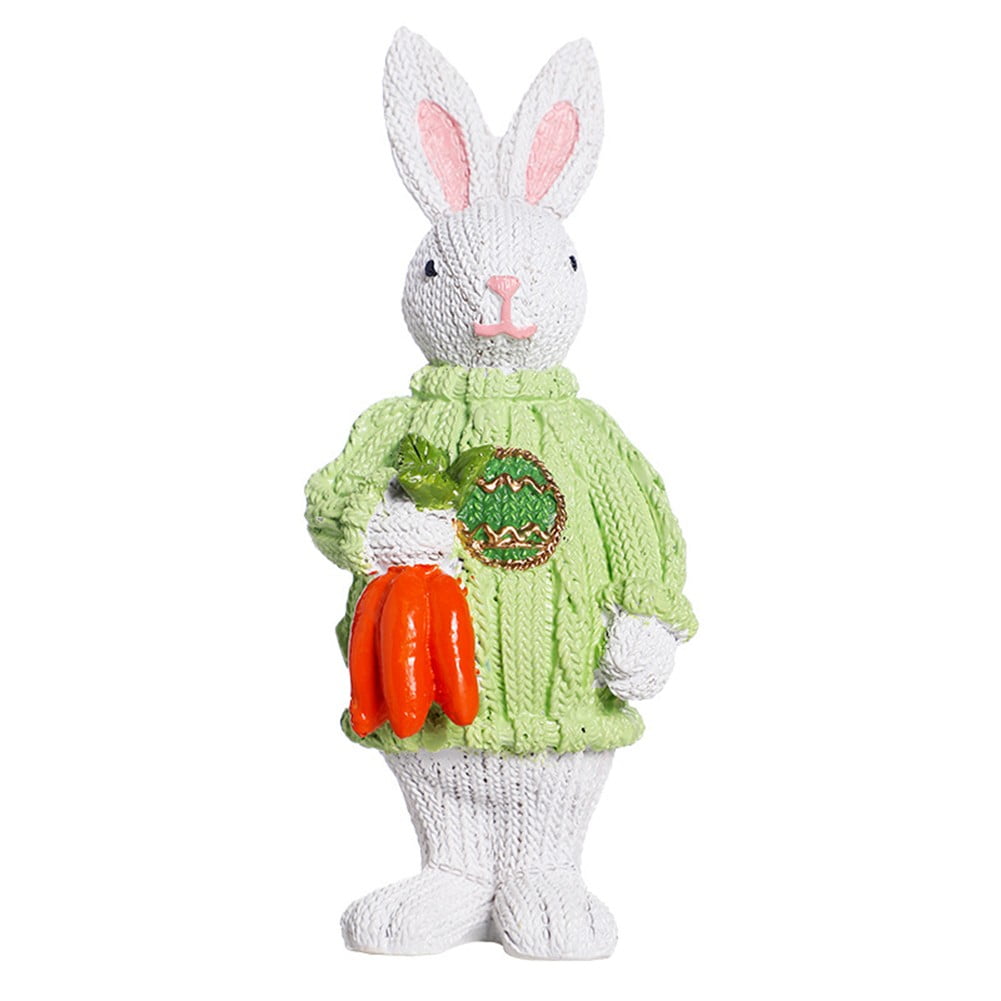 Fakrich Green Easter Bunnies, Bunny Figurines with Flower and Carrots ...
