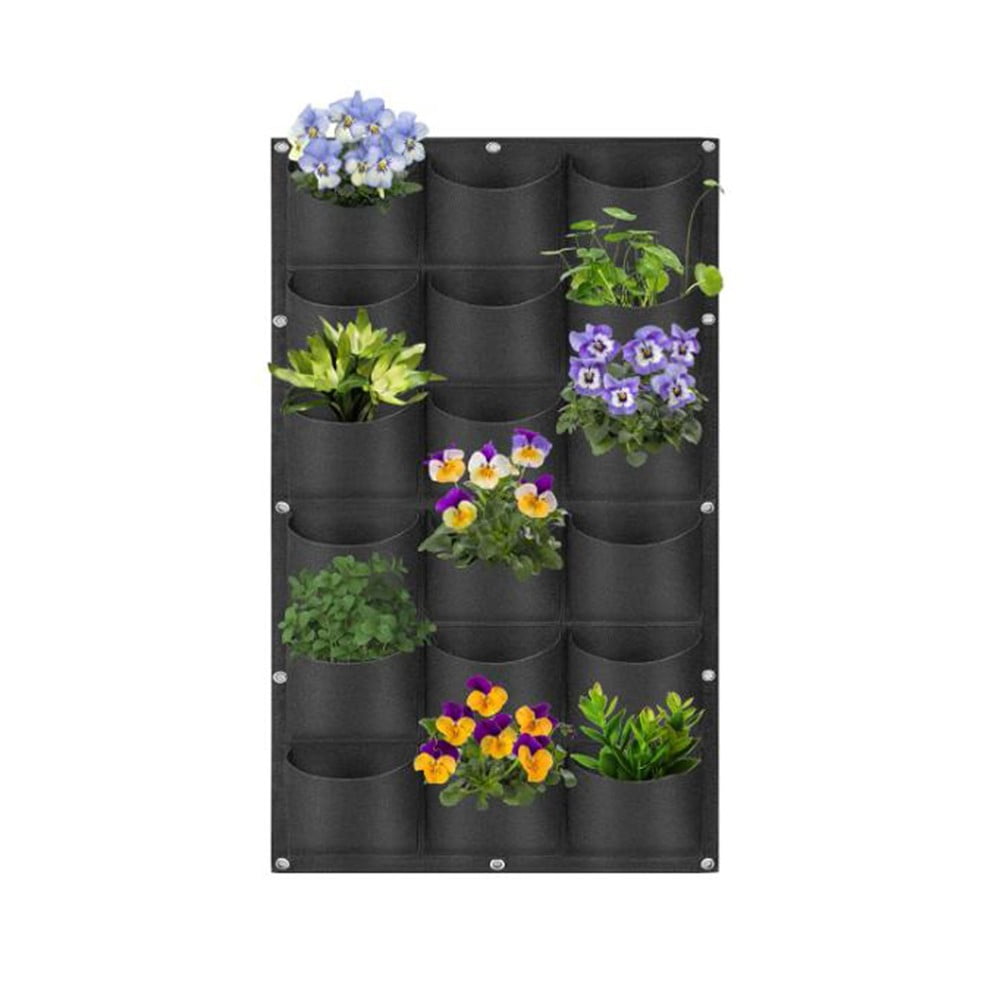 Fakrich Hanging Planting Grow Bags,18 Pockets Hanging Vertical Wall ...