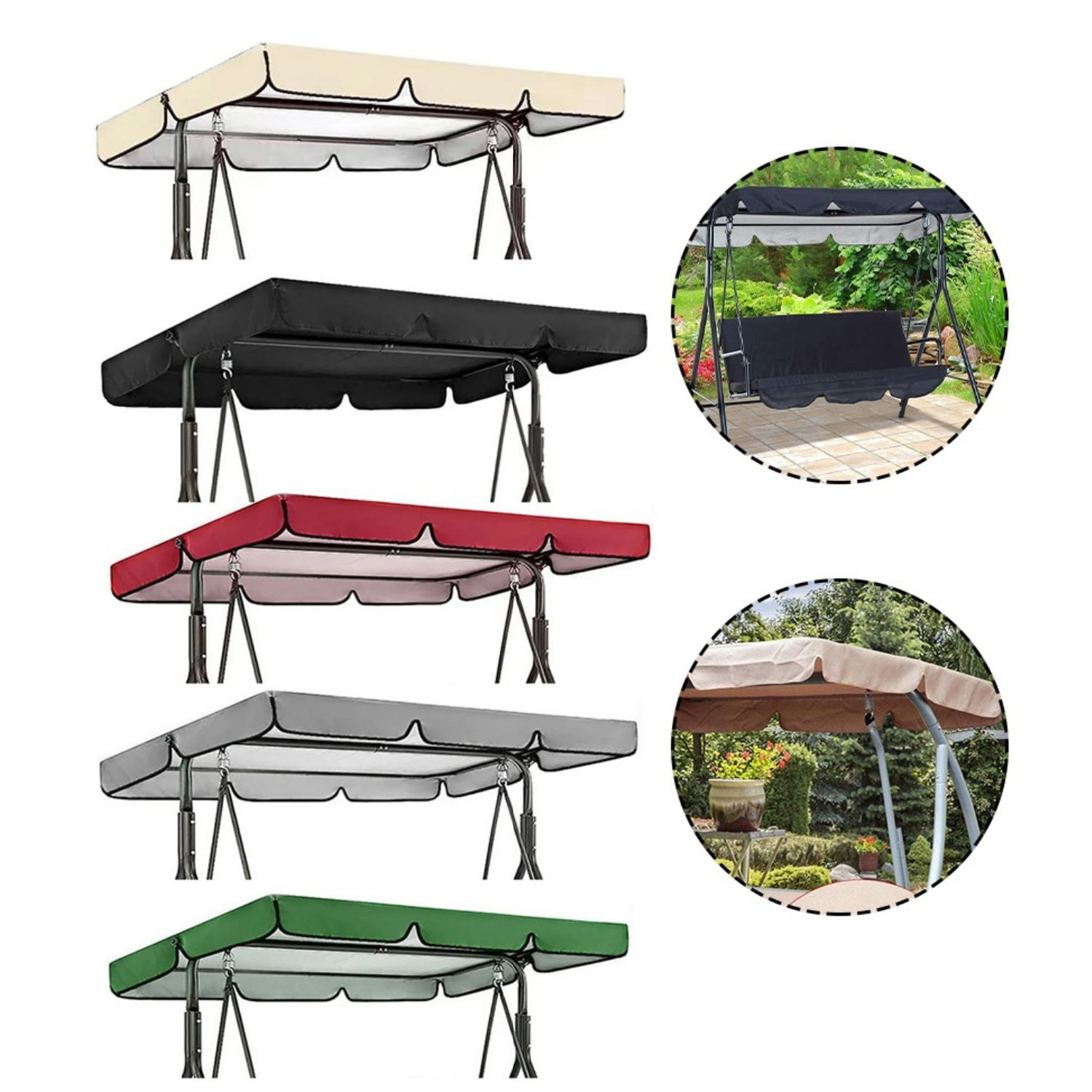 Fakrich Porch Swing Canopy, Outdoor Swing Canopy Replacement Waterproof ...