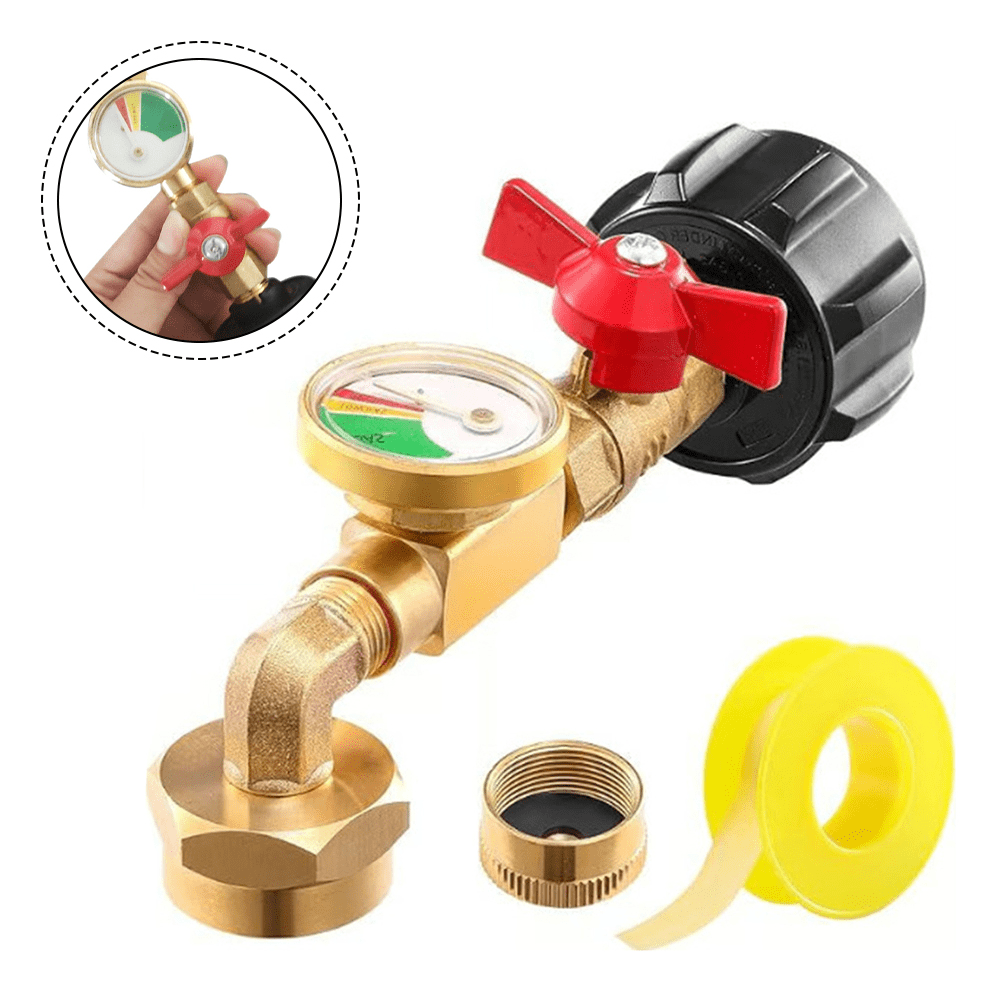 Fakrich Propane Refill Elbow Adapter with Tank Gauge and Valve Control ...