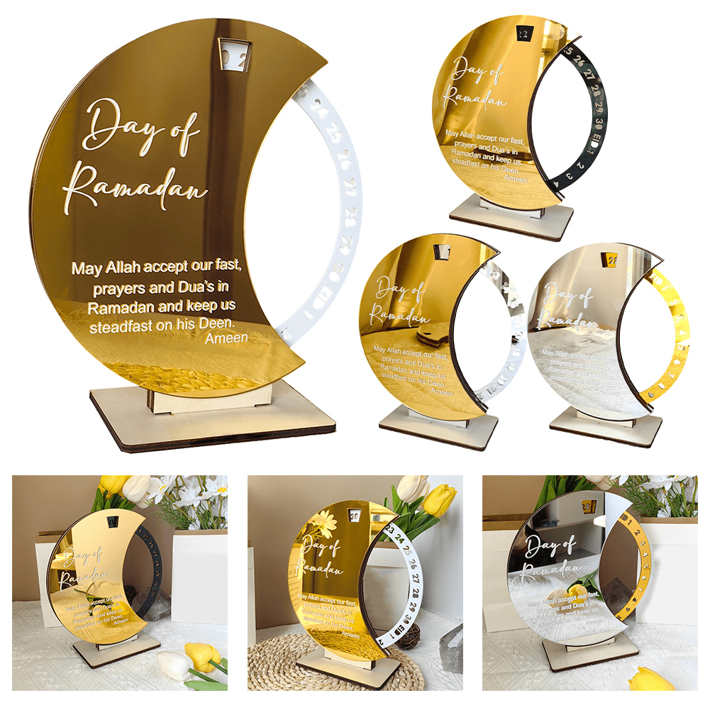 Fakrich Ramadan Countdown Calendar, Acrylic Wooden Eid Mubarak Advent ...