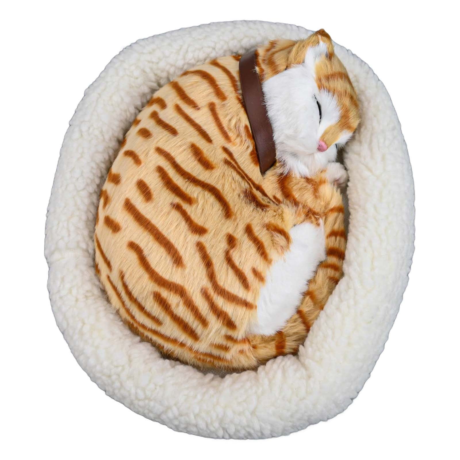 Fakrich Sleeping Toy Cat, Breathing Cuddly Cat Stuffed Animal Doll with ...