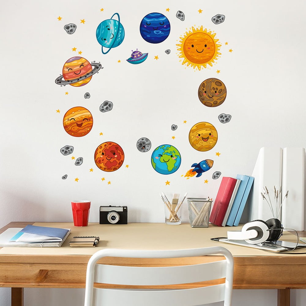 Fakrich Universe Space Planets Wall Decal Solar System Wall Stickers ...
