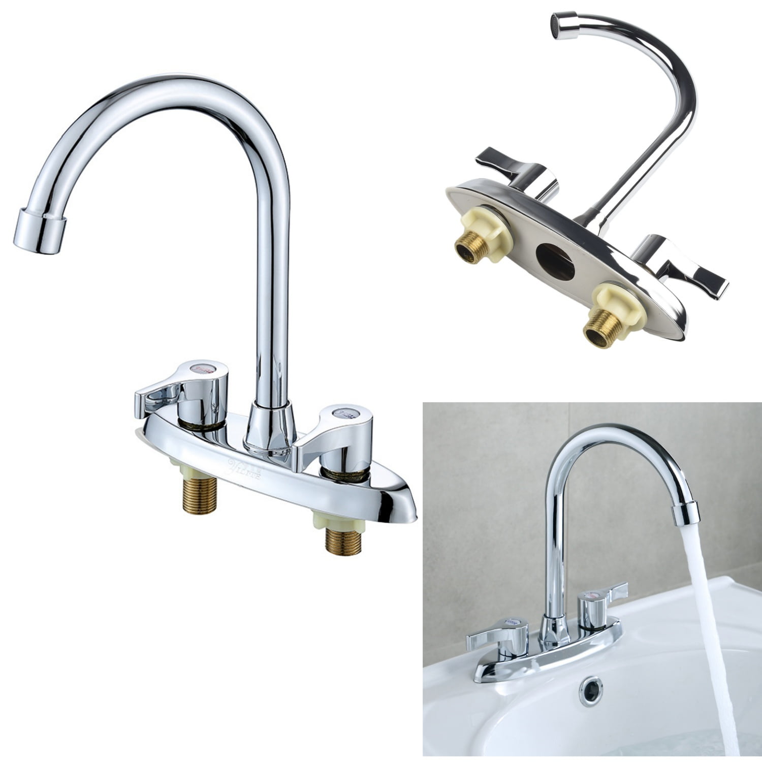 Fakrich Wall Mounted Kitchen Faucet, Hot and Cold Kitchen Sink Faucet ...