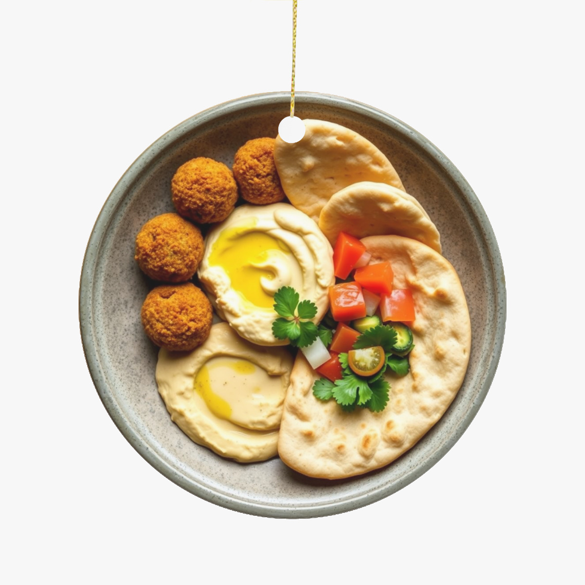 Falafel Balls with Hummus Pita Bread and Vegetables Cuisine Food Themed ...
