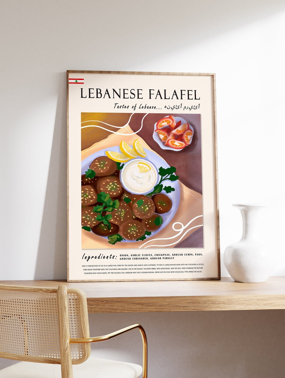 Falafel Food Poster, Lebanese Art Poster, Arabic Print, Arabic Art ...