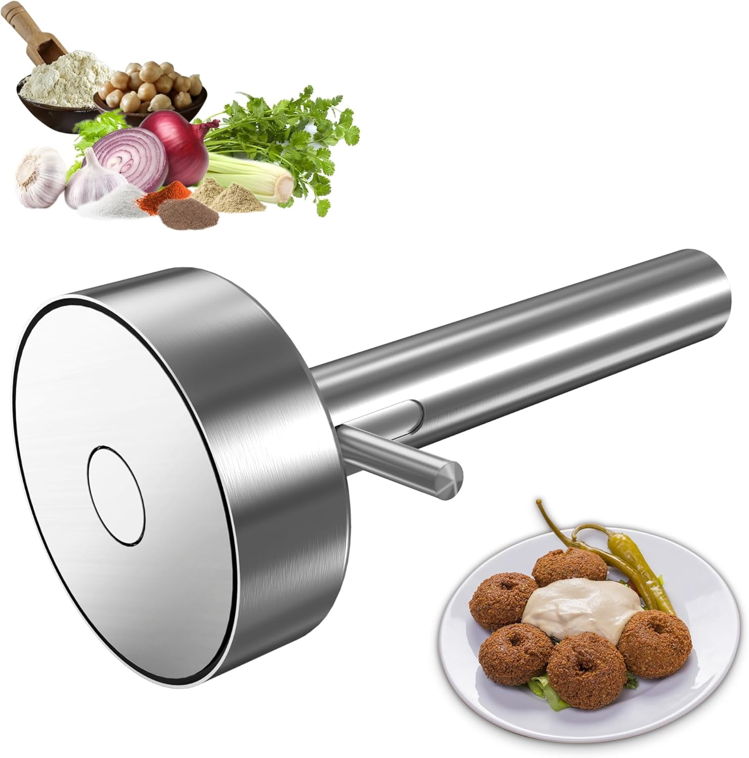 Falafel Scoop with Hole - Stainless Steel Professional Falafel Maker ...