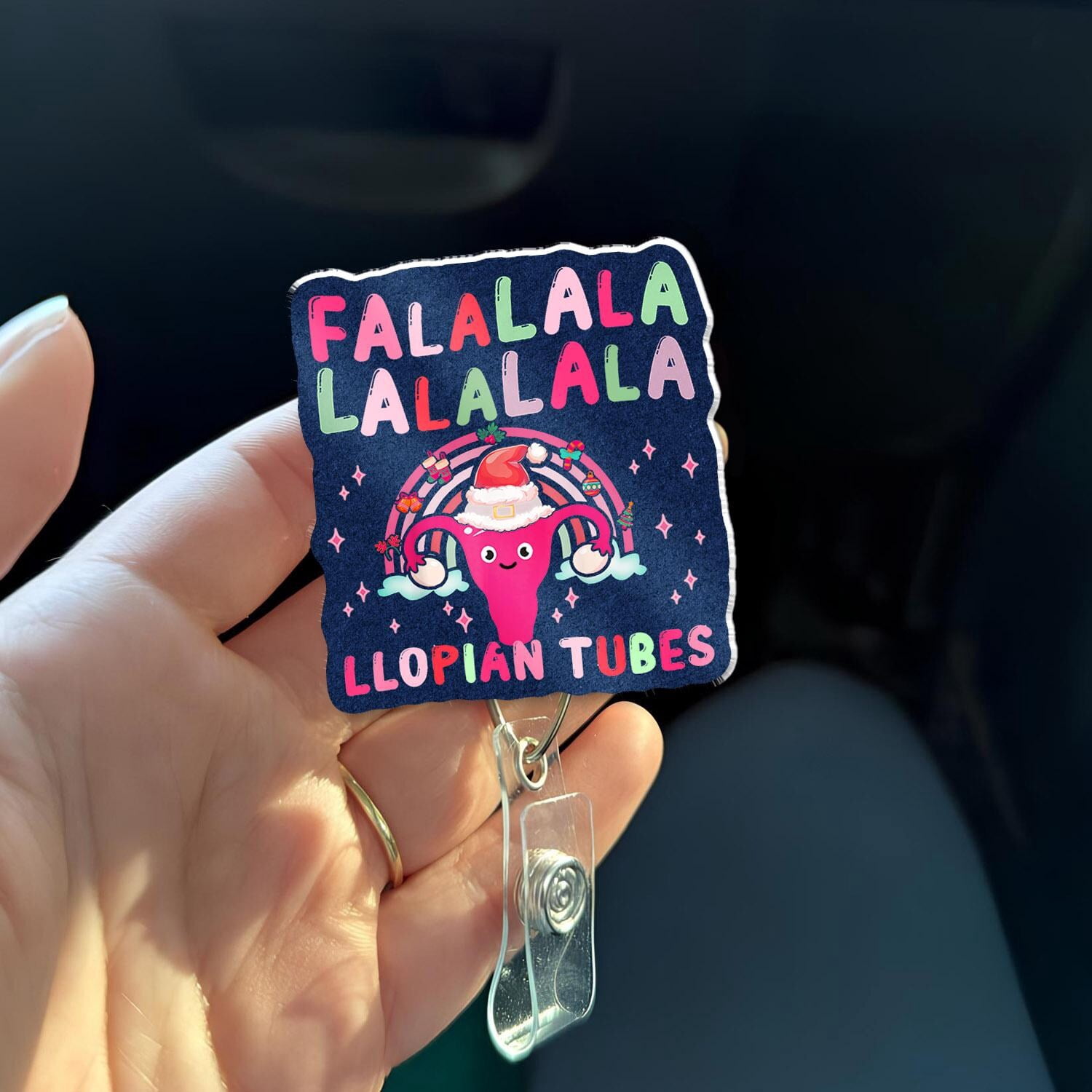 Falalala Llopian Tubes Badge Reel – Funny OB GYN Christmas Badge ...