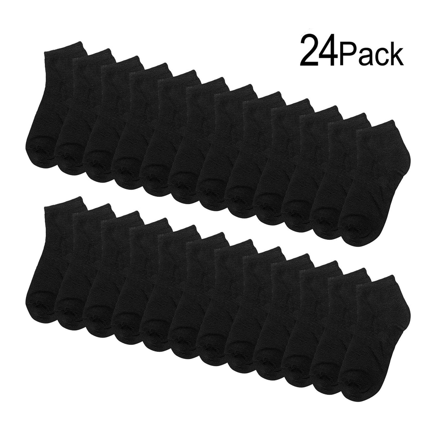 Falari 12/24 Pairs Boy Toddler Kids Cotton Socks Black 2-4 Years (24 ...
