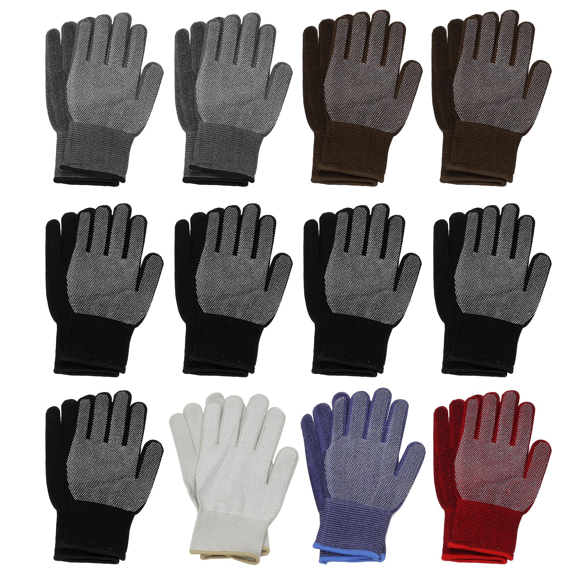 Falari 12-Pack Assorted Men Unisex Anti-Slip PVC Dot Knit Gloves Work ...