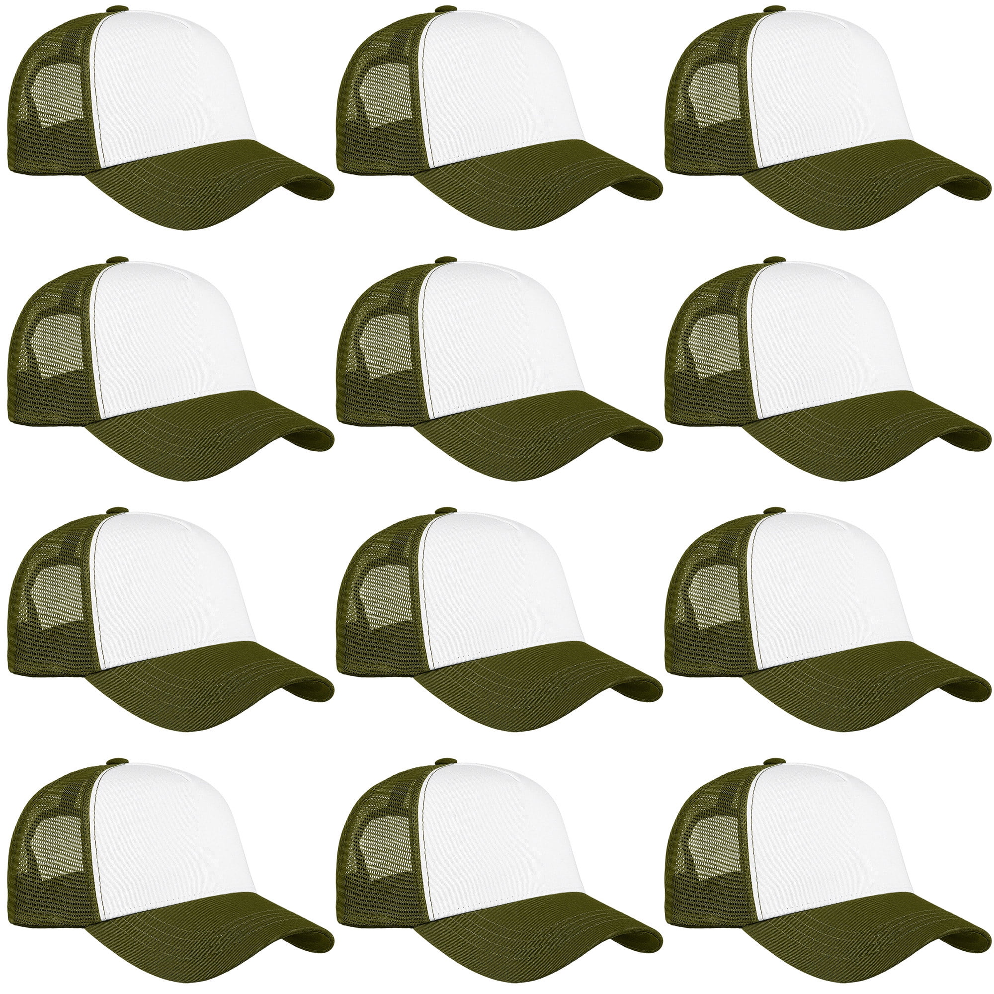 Falari 12 Pack Bulk Wholesale Mesh Trucker Hats 5 Panel Baseball Caps ...