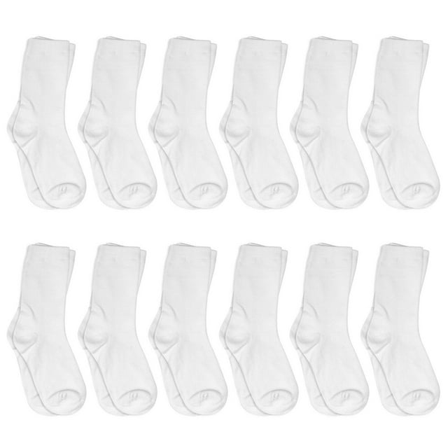 Falari 12 Pairs Boy Toddler Kids Cotton Crew Socks 4-6 Years White ...
