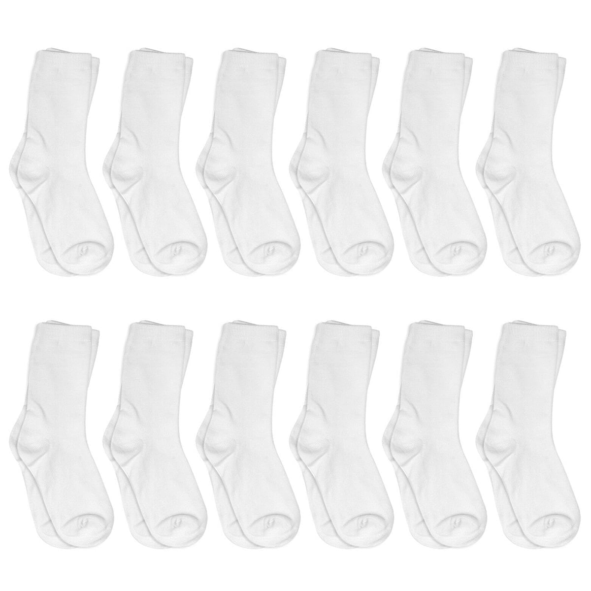 Falari 12-Pair Boy Toddler Cotton Crew Socks, 4-6 Years, White ...