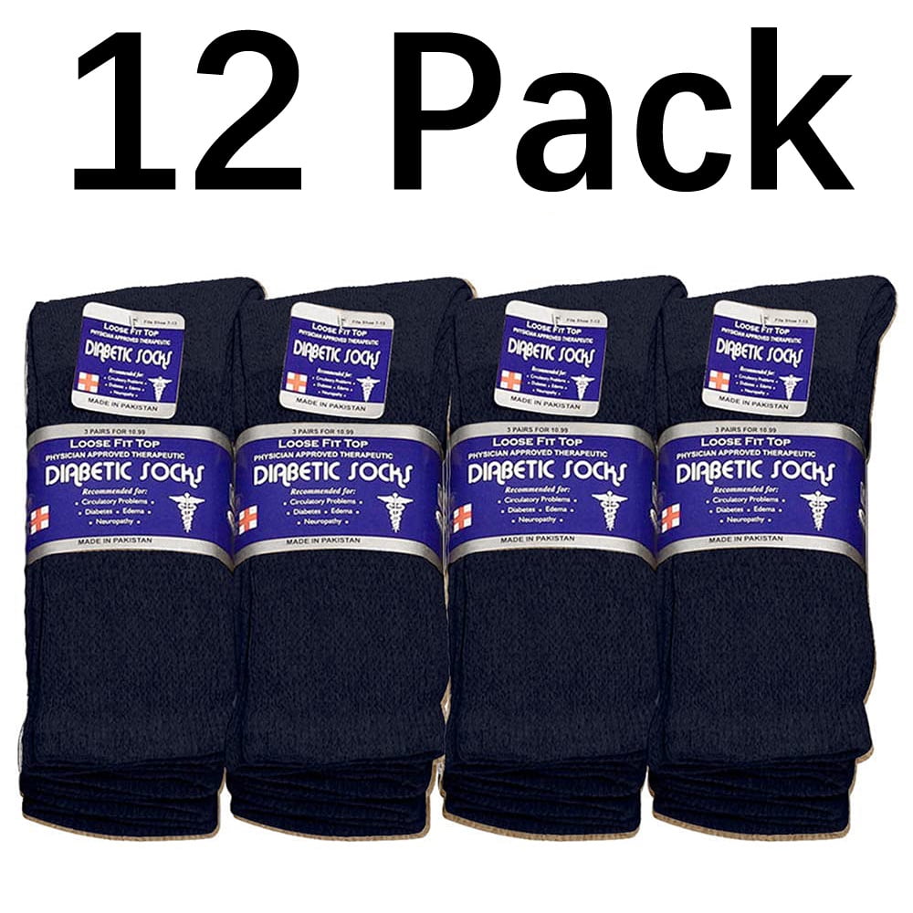 Falari 12 Pairs Diabetic Crew Socks Physicians Approved Socks for Men ...