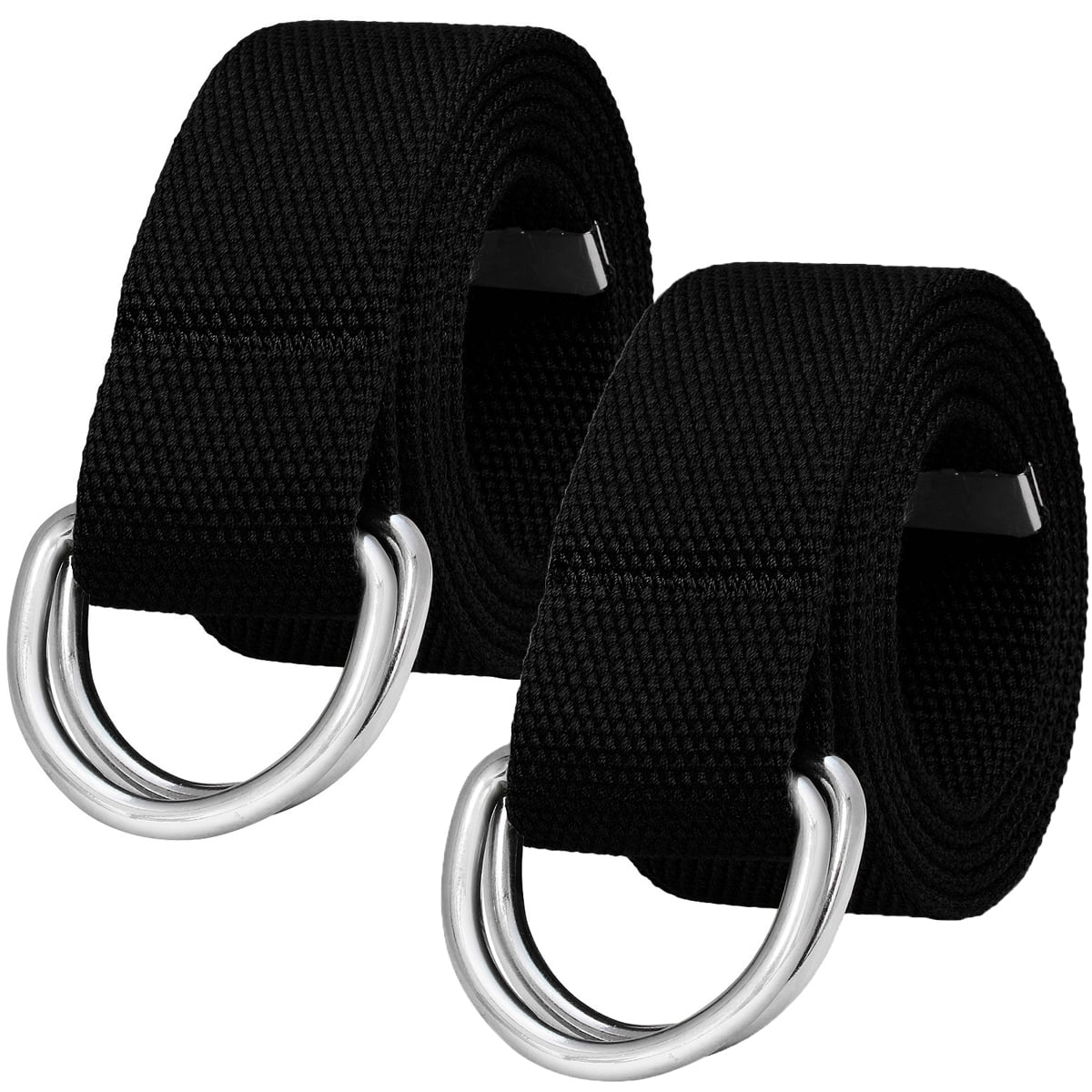 Falari 2-Pack Canvas Web Belt Metal Double D Ring Buckle for Men Women ...