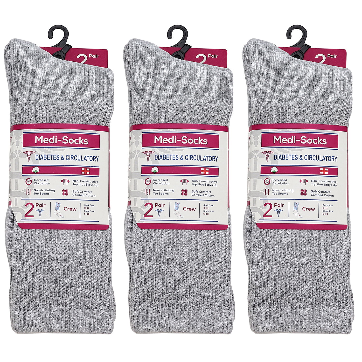 Falari 6-Pack Women Diabetic Crew Socks Diabetes Edema and Circulatory ...