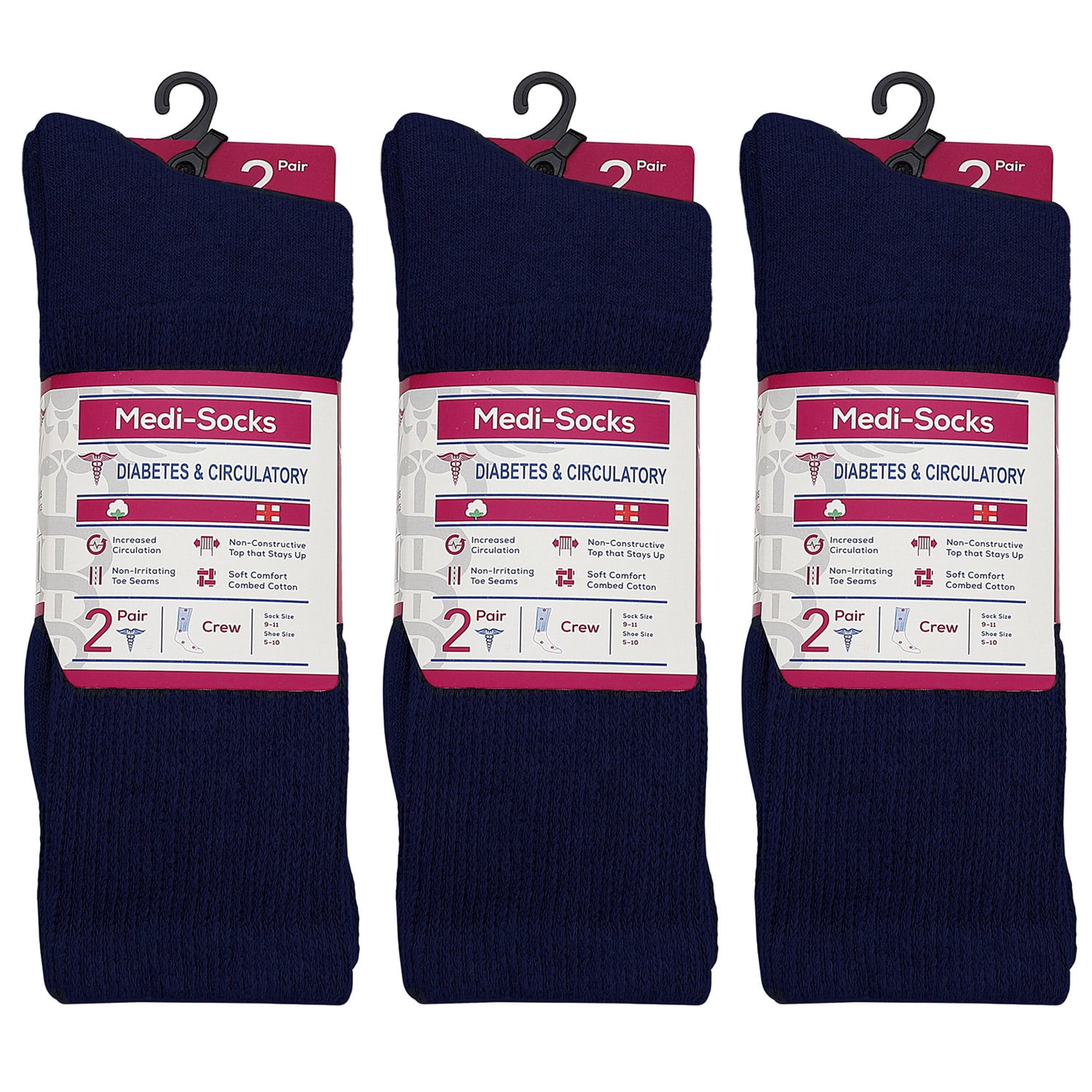 Falari 6-Pack Women Diabetic Crew Socks Diabetes Edema and Circulatory ...