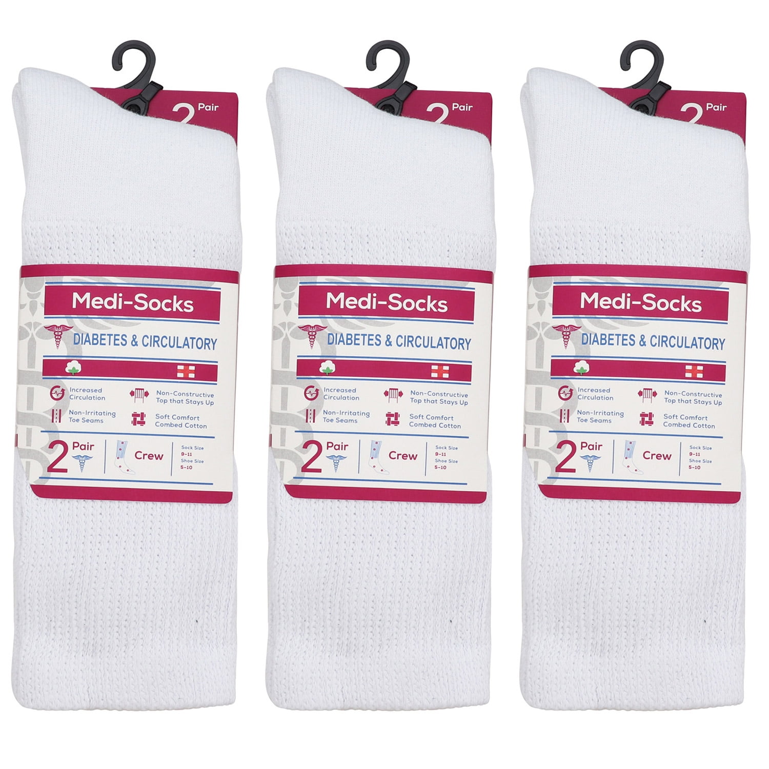 Falari 6-Pack Women's Healthy Non-Binding Diabetic Crew Socks for ...