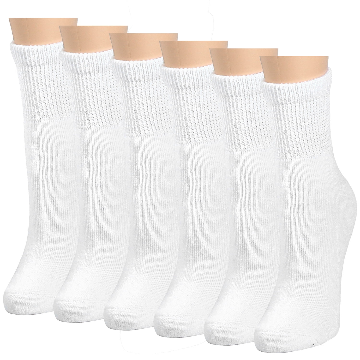Falari 6-Pack Women's Diabetic Quarter Socks, Loose Cotton for Diabetes ...