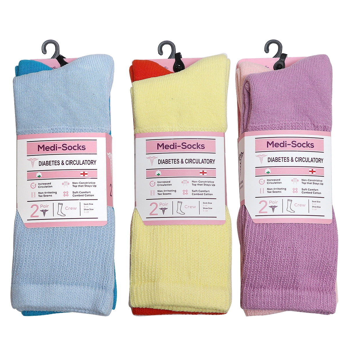 Falari Ultra Soft 6 Pairs Women's Diabetic Crew Socks, Healthy Wide ...