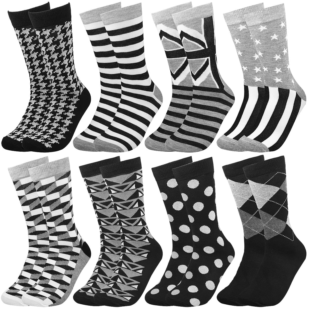 Falari 8 Pairs Men Fancy Colorful Funny Novelty Casual Dress Crew Socks ...