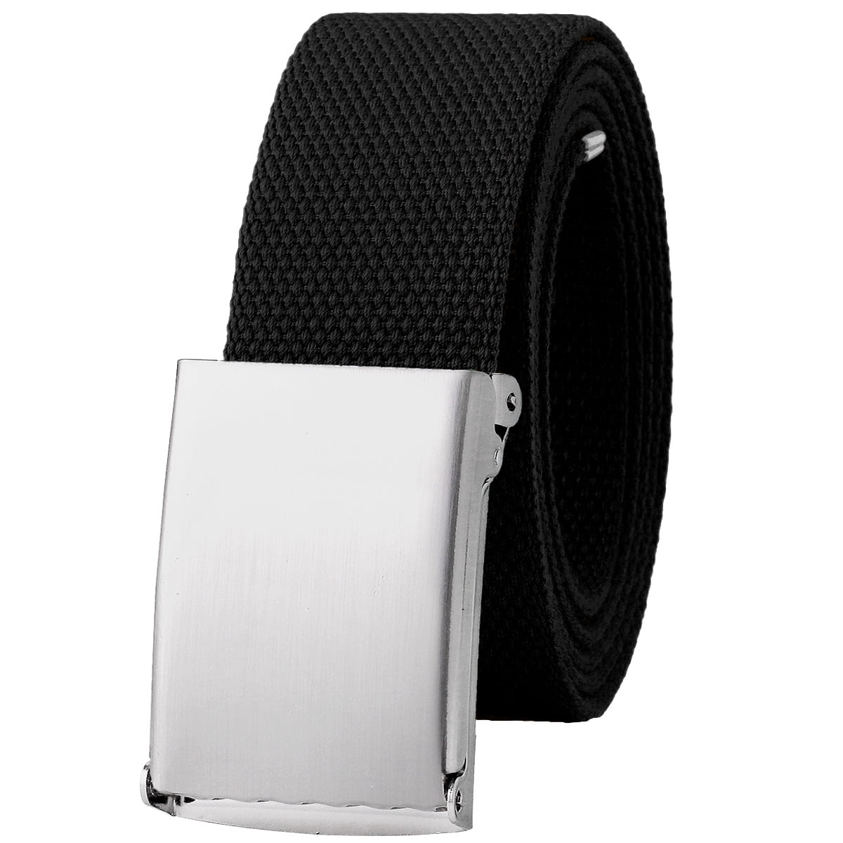 Falari Adjustable Canvas Web Belt, Cut to Fit, Black Silver Buckle, 53 ...