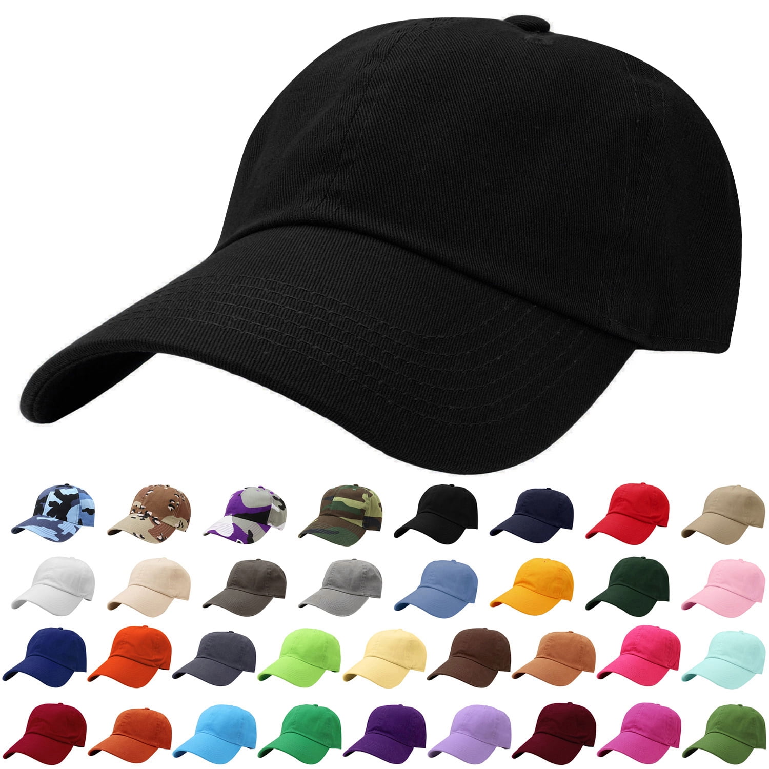 Falari Classic Plain Ball Flat Baseball Cap, 100% Cotton, Soft ...
