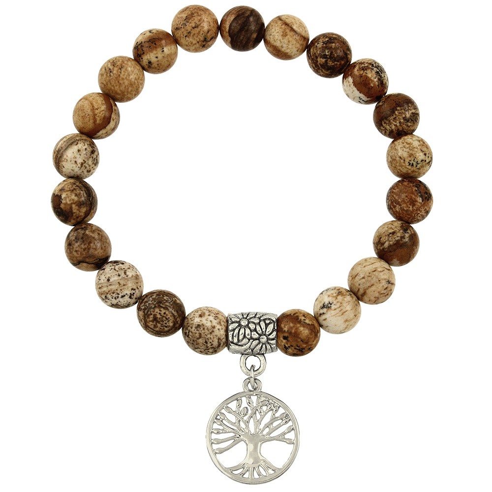 Falari Tree of Life Charm Natural Gemstone Bracelet - Walmart.com
