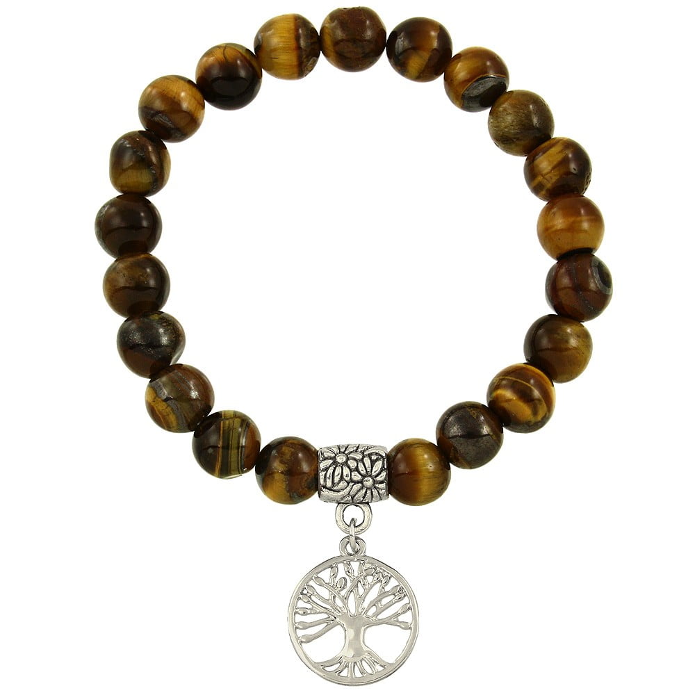 Falari Tree of Life Charm Natural Gemstone Bracelet - Walmart.com
