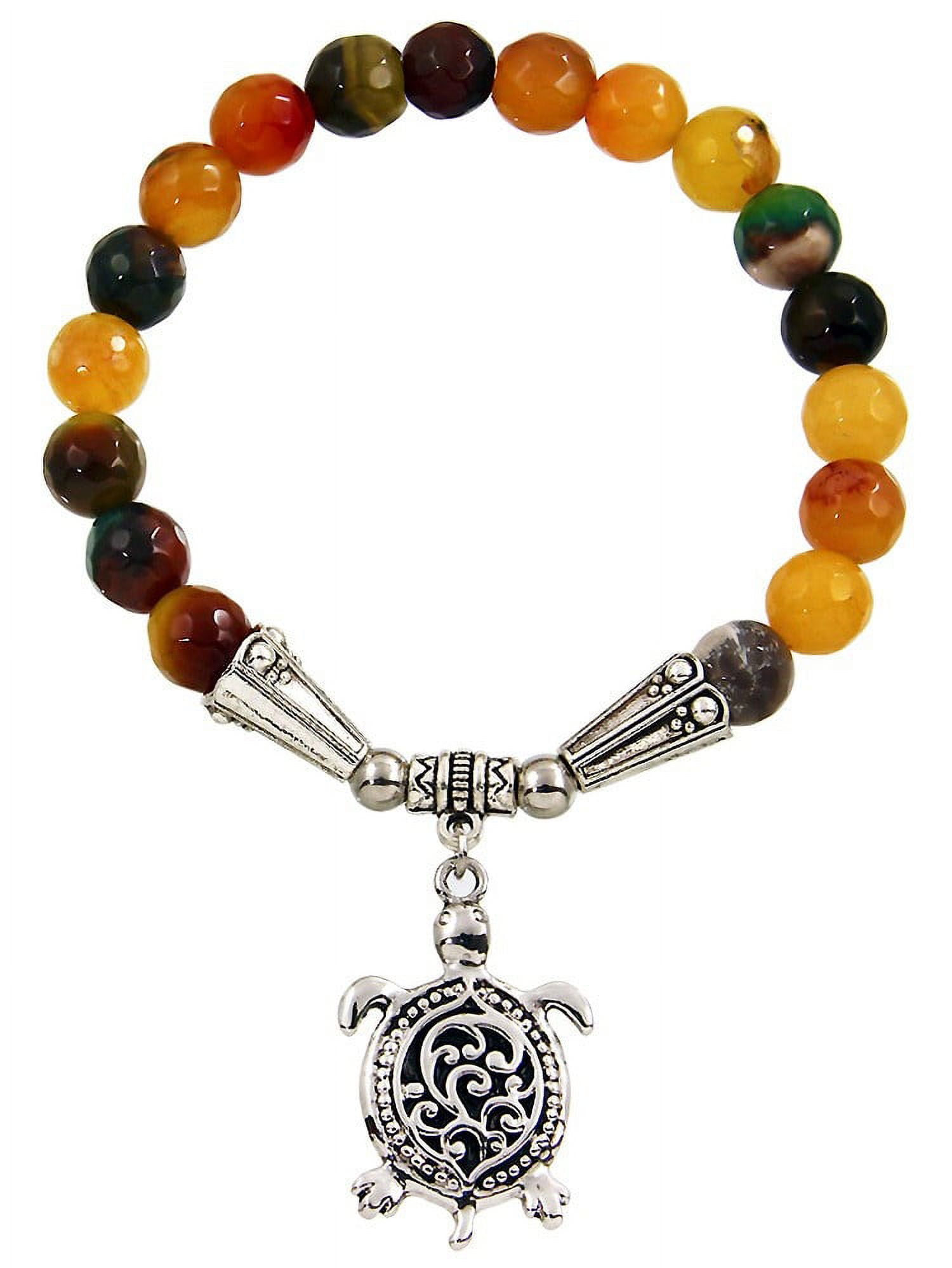 Falari Turtle Lucky Charm Natural Gemstone Bracelet - Walmart.com