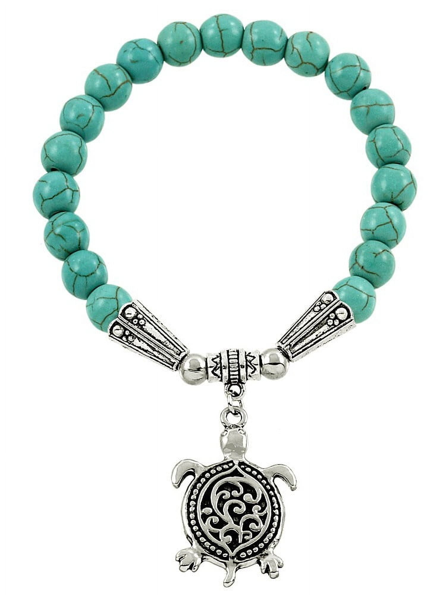 Falari Turtle Lucky Charm Natural Gemstone Bracelet - Walmart.com