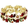 Falari Vintage Flower Bracelet Bangle Crystal Beads Hand-Painted Gold ...