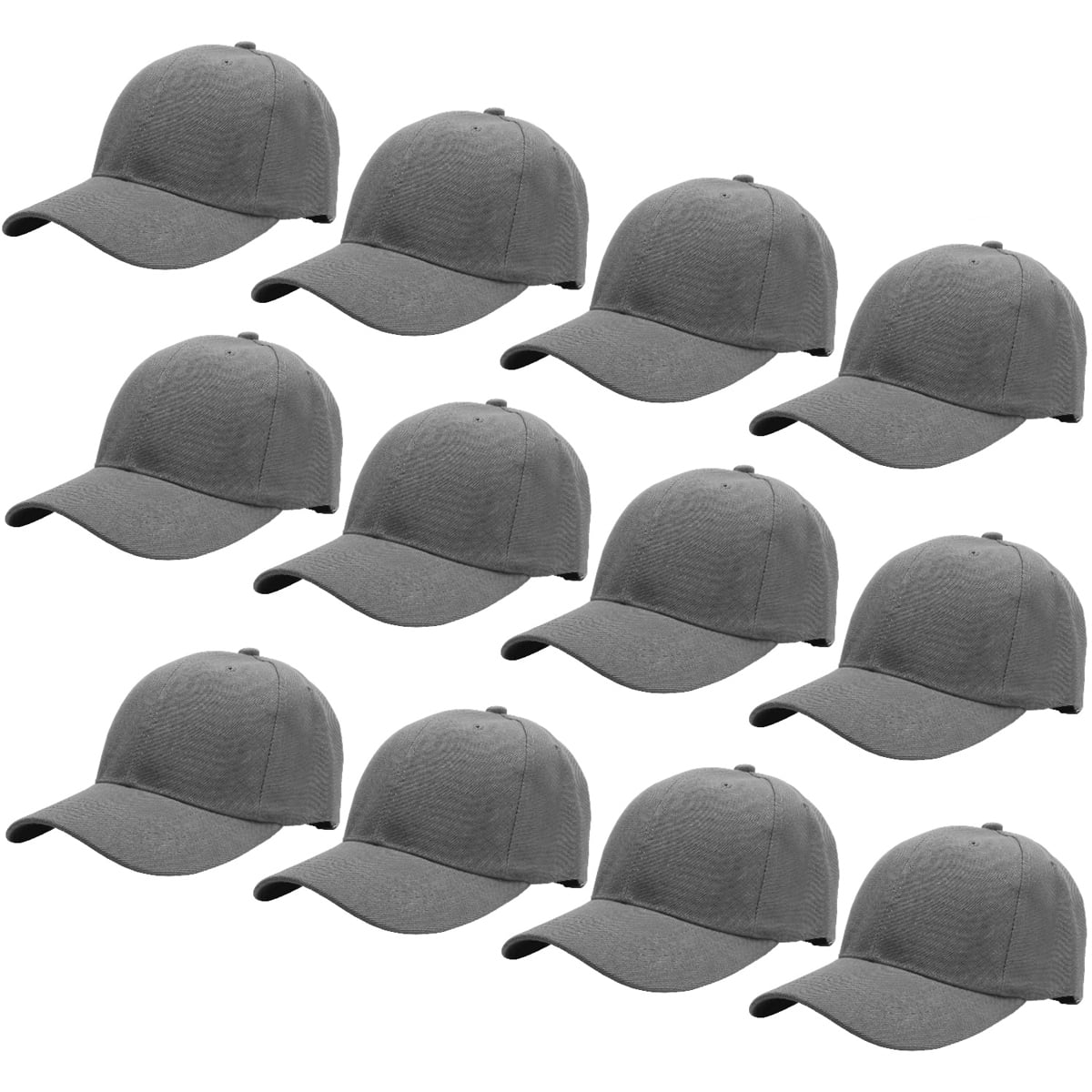 Falari Wholesale 12-Pack Baseball Cap Adjustable Size Plain Blank Solid ...