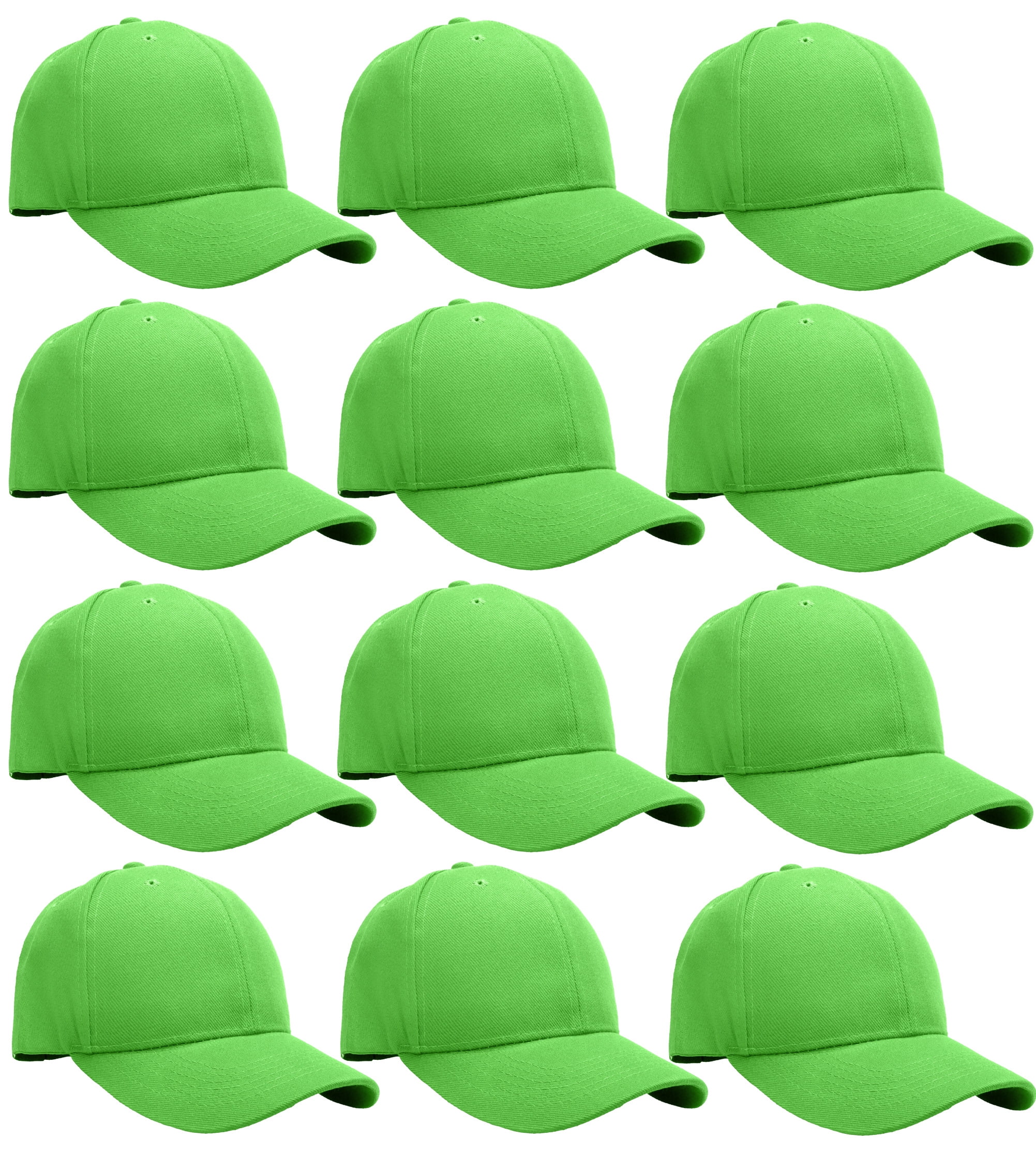 Falari Wholesale 12-Pack Baseball Cap Adjustable Size Plain Blank Solid ...
