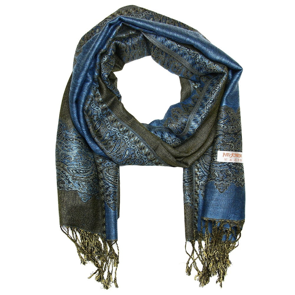 Falari Women's Large Double Layered Pashmina Shawl Wrap Border Pattern ...