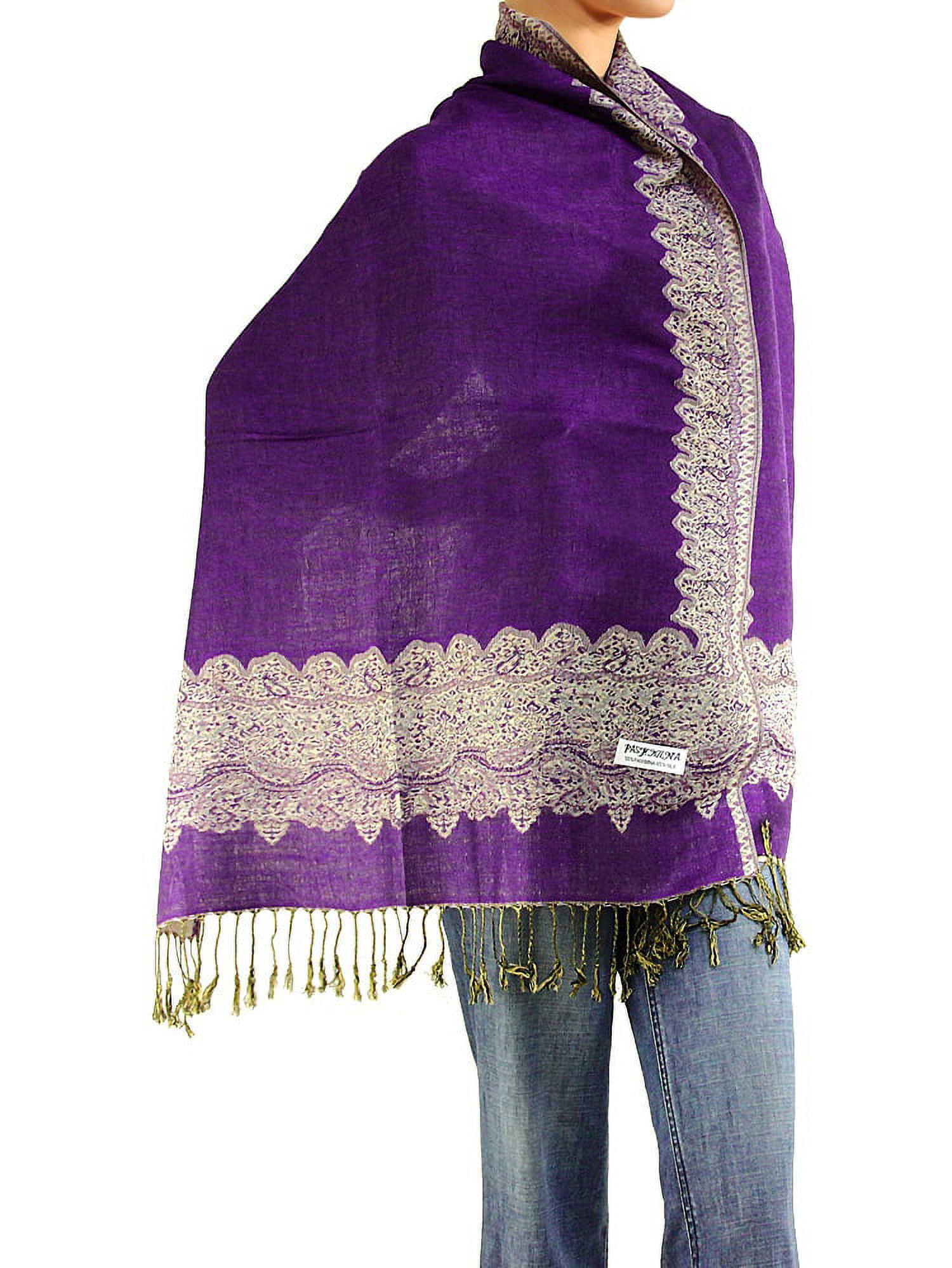 Falari Women's Pashmina Shawl Wrap Border Pattern Double Layered Scarf ...