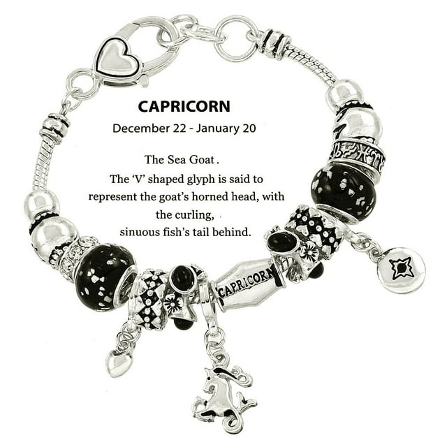 Falari Zodiac Charm Bracelet Multi-Color Slide Metal Murano Beads ...