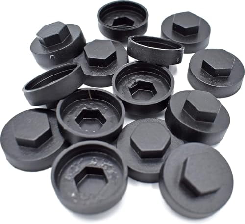 Falcon 200 x Black 8mm Hex Tek Roofing Caps - 16mm Coverage$$Hardware ...